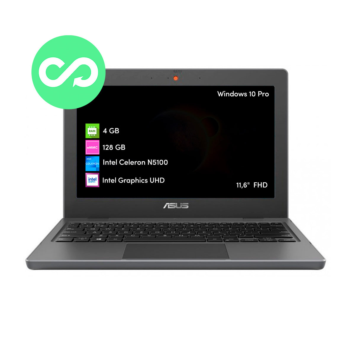 Notebook Asus Celeron 4GB 128GB 11.6' HD Win10 Pro– Mr Click Chile