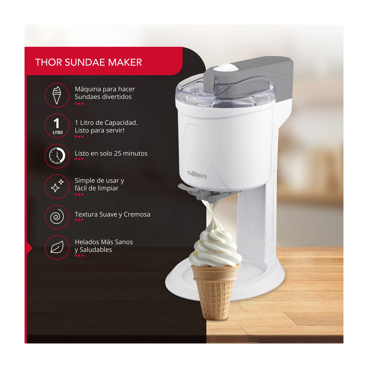 Maquina de Helados Thorben Sundae Maker 1L– Mr Click Chile