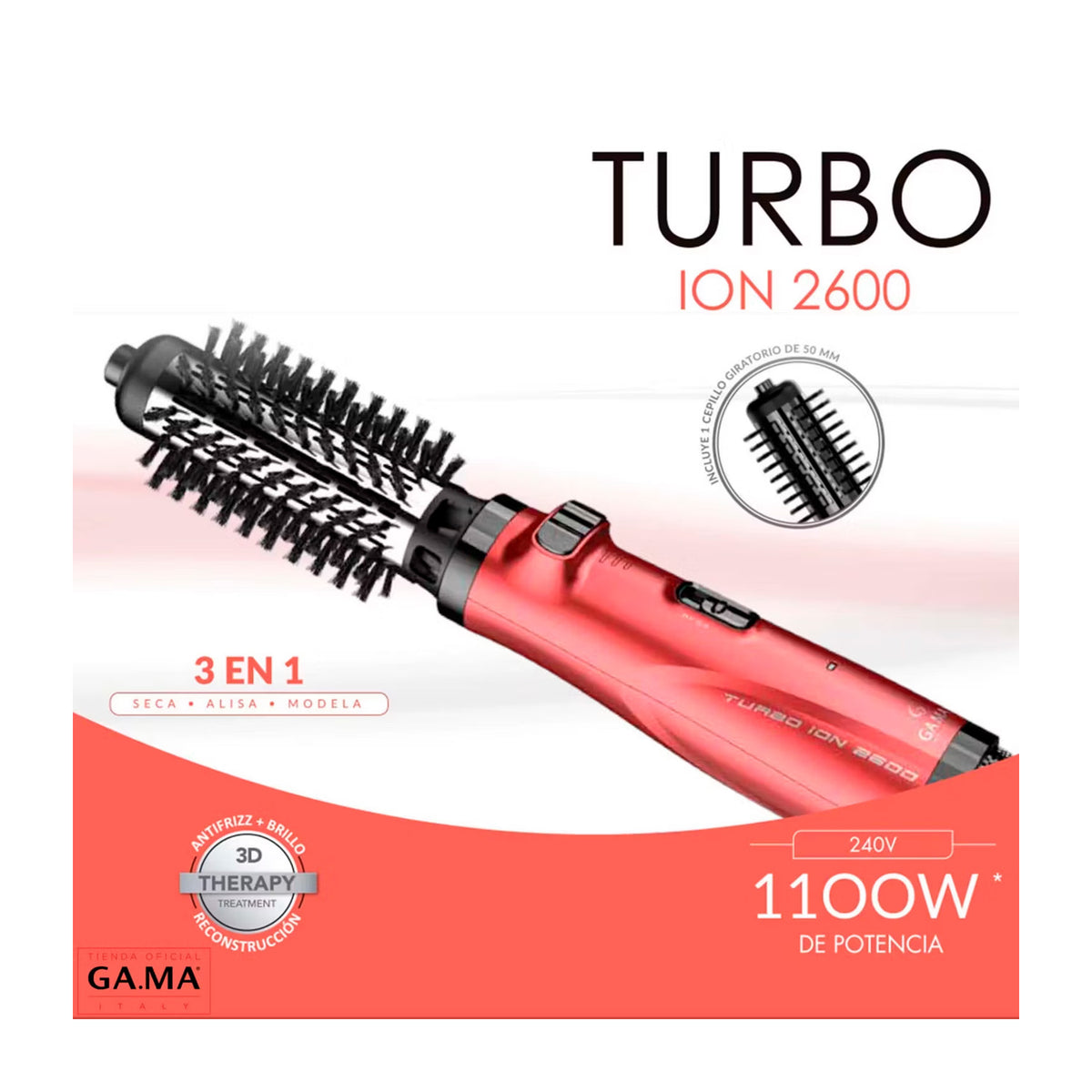 Cepillo Secador Gama Turbo 2600 3 en 1 Ion Plus 1100W– Mr Click Chile